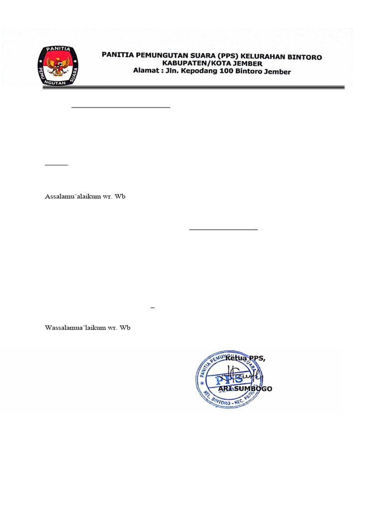 Surat - Pinjam - Tempat - TPS 28 | PDF