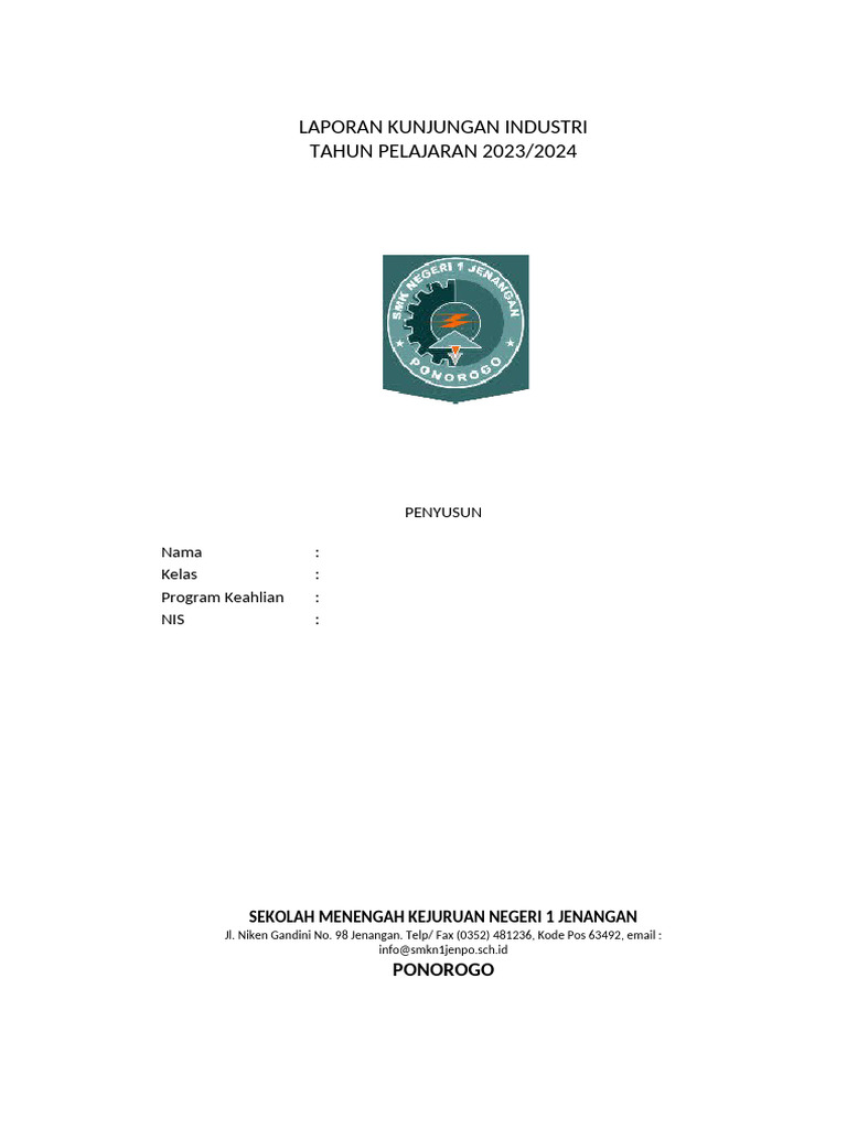 Format Laporan Kunjungan Industri | PDF