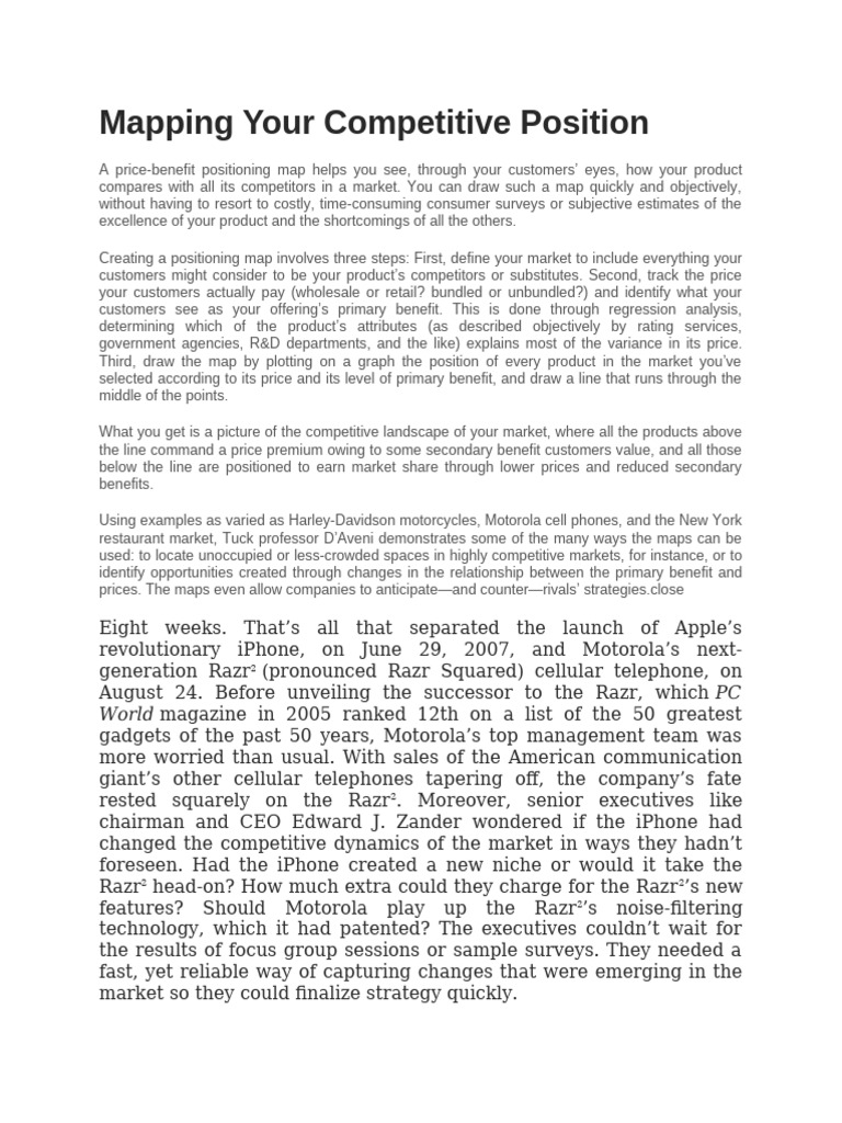 Mapping Your Competitive Position-HBR | PDF