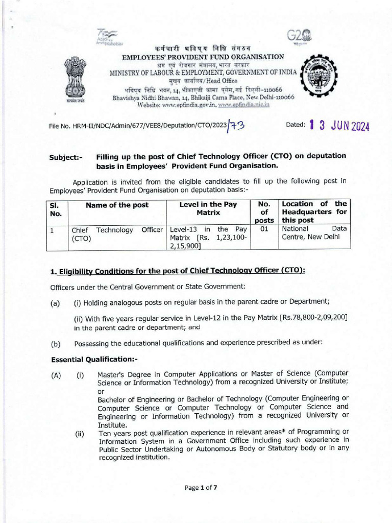 Filling Up The Post of CTO Compressed | PDF