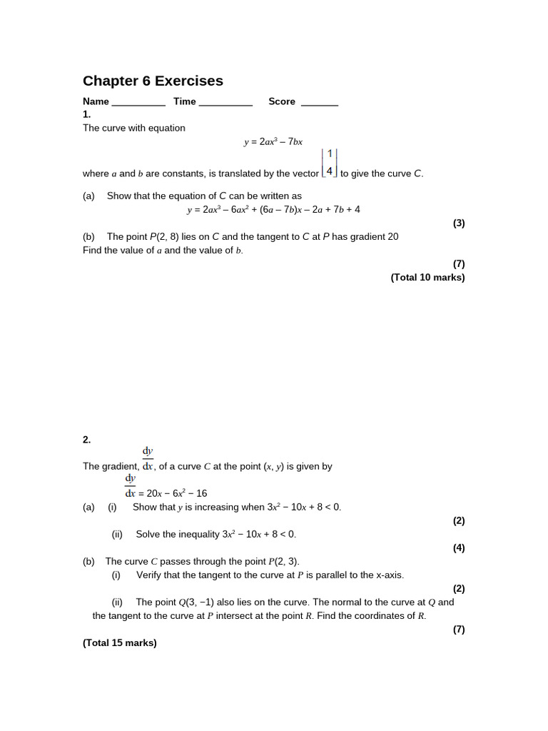 Chapter 6 Exercises | PDF Chapter 6 Exercises | PDF