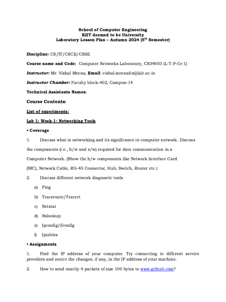 CN Lab Lesson Plan 2024 | PDF