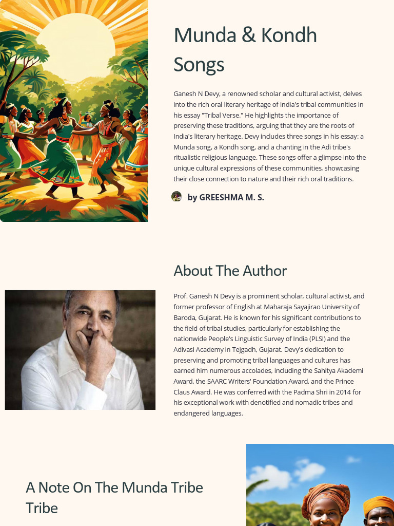 Munda & Kondh Songs: by Greeshma M. S | PDF