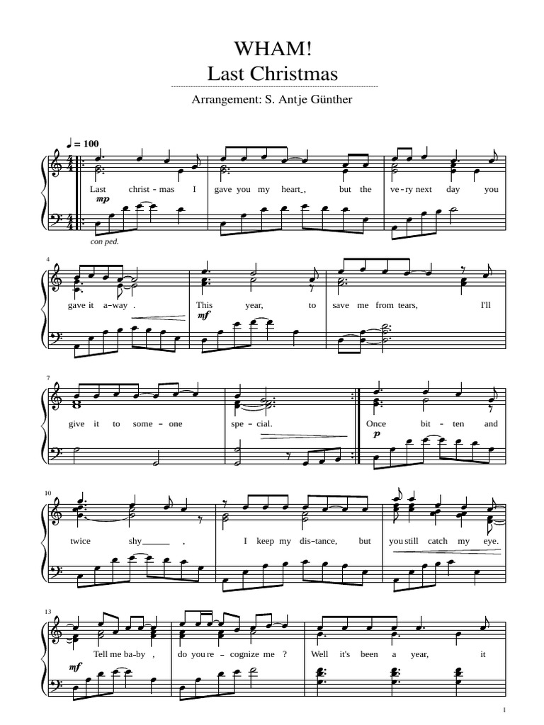 Last Christmas Piano Sheet Music | PDF