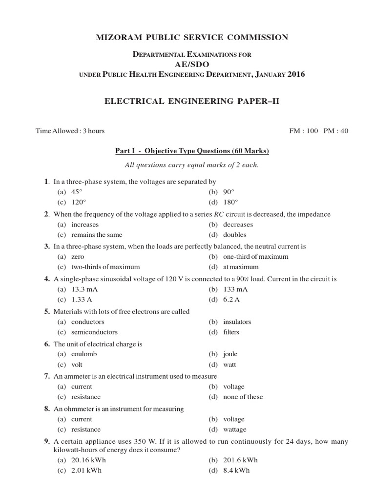 Aesdo Electrical Engineering Paper II | PDF
