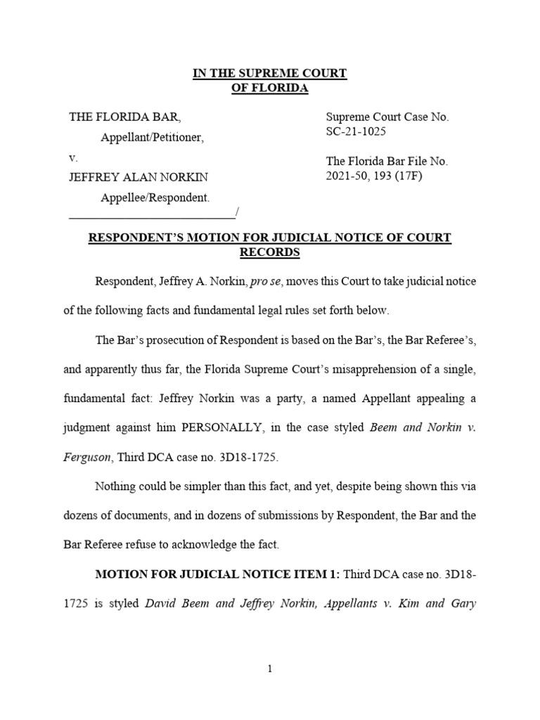 Motion For Judicial Notice | PDF