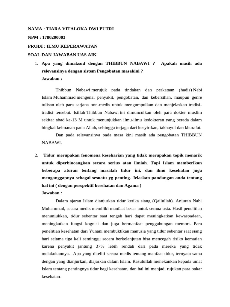 Jawaban Uas Aik Tiara Vitaloka Dwi Putri | PDF