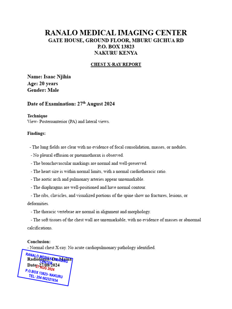 Isaac CXR Report | PDF