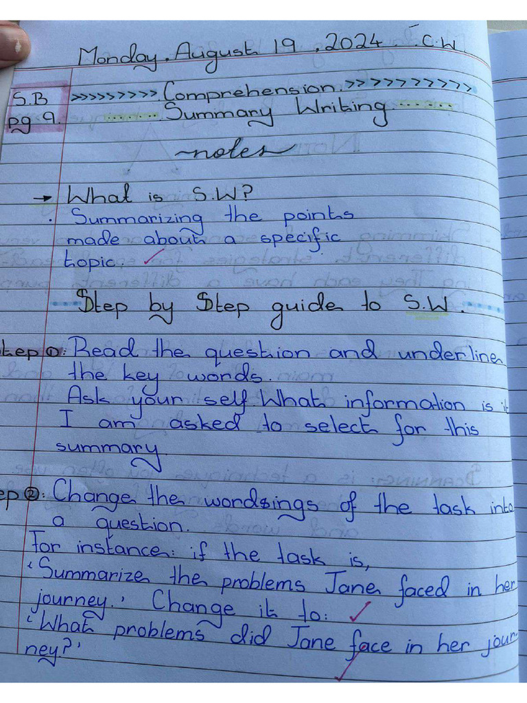 English Language - Grade 7 - Week 1-Summary Writing | PDF