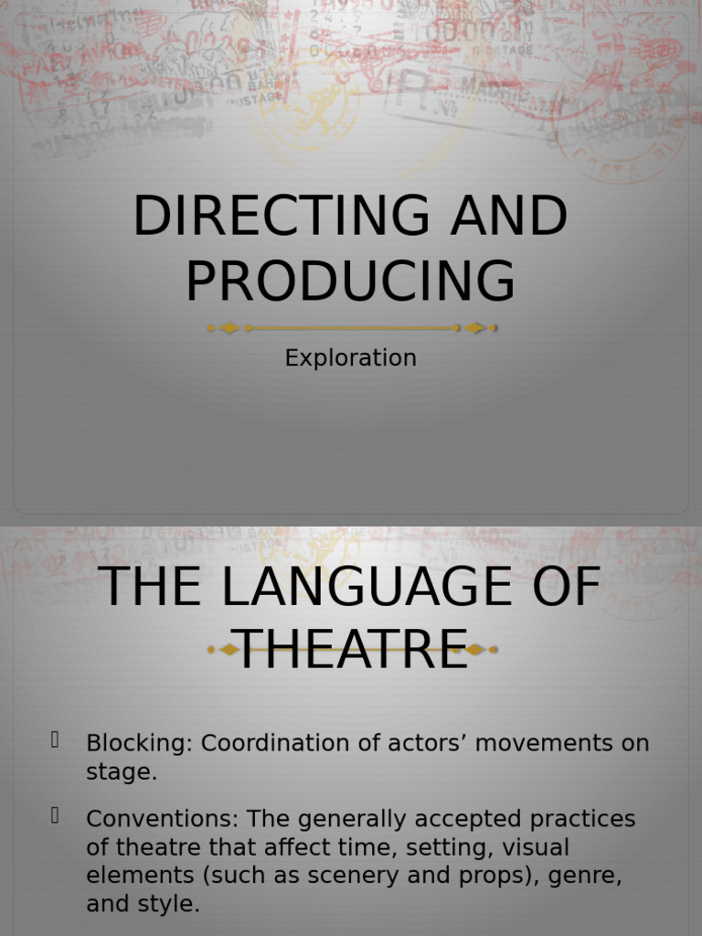 Directing and Producing: Exploration | PDF