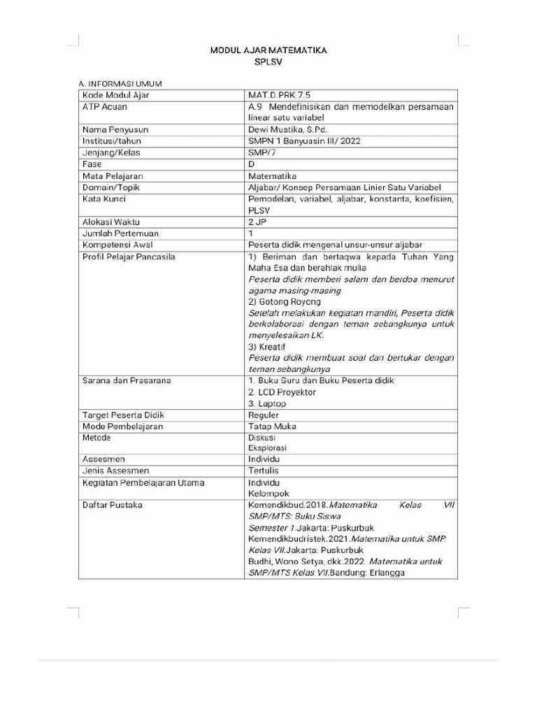Aksi Nyata Modul Ajar | PDF