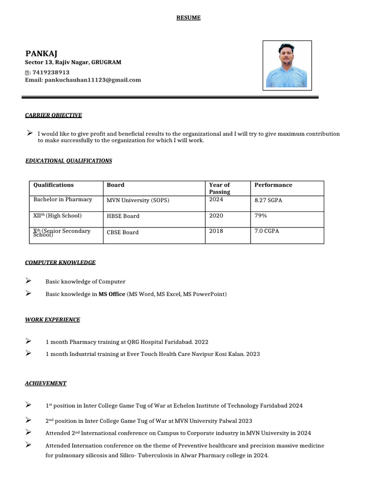 Pankaj Chauhan - Resume | PDF