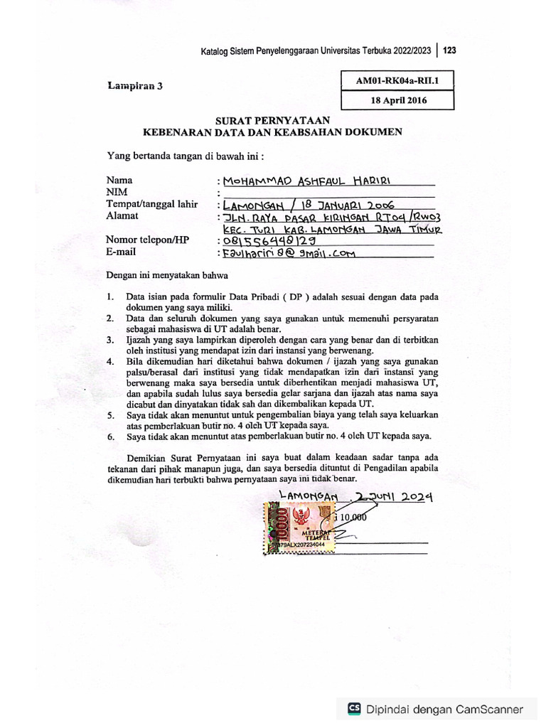 Surat Keabsahan | PDF