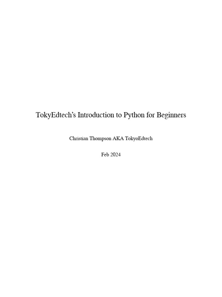 TokyoEdtech Intro To Python Book | PDF
