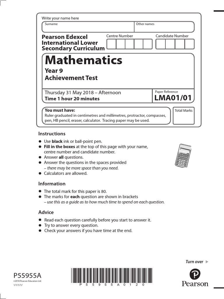 Mathematics: Year 9 Achievement Test | PDF