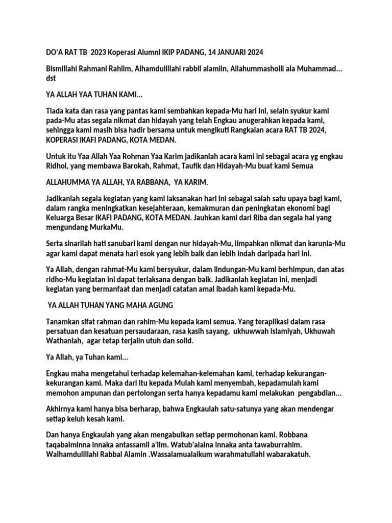 Doa Untuk Rat Koperasi Ikafi | PDF