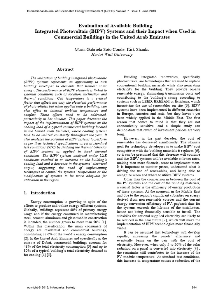 Evaluation of Available Building Integrated Photovoltaic BIPV Systems | PDF