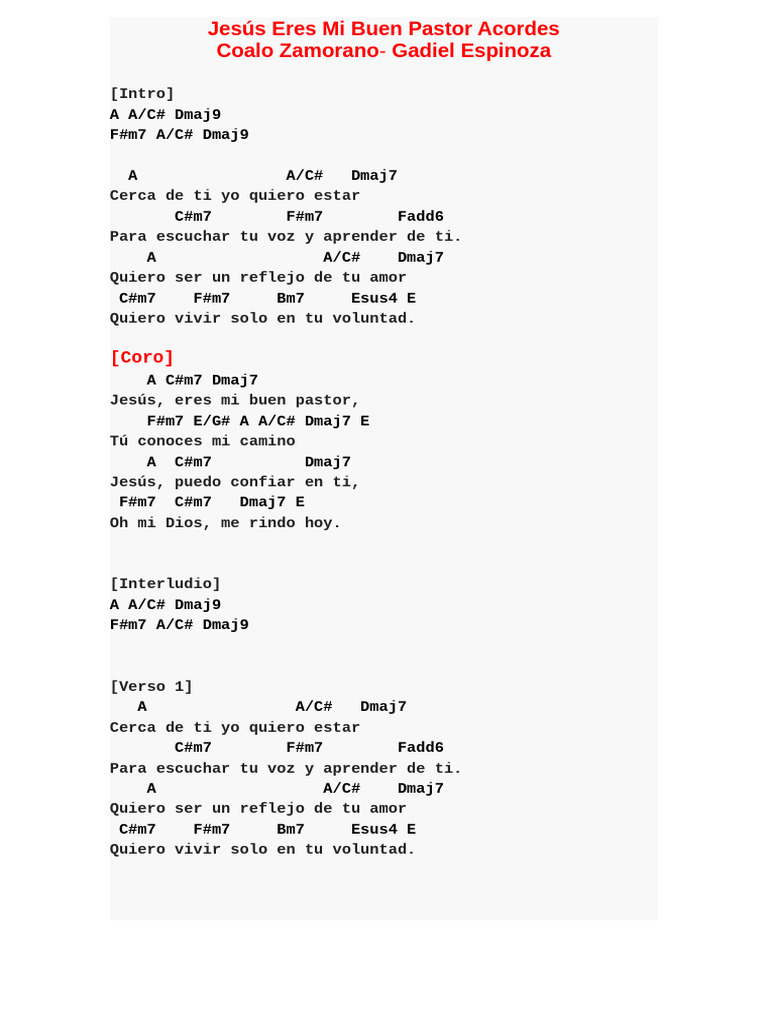 Jesús Eres Mi Buen Pastor Acordes | PDF