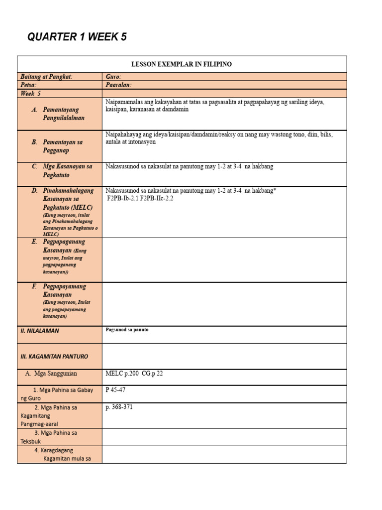 Filipino Q1W5 | PDF