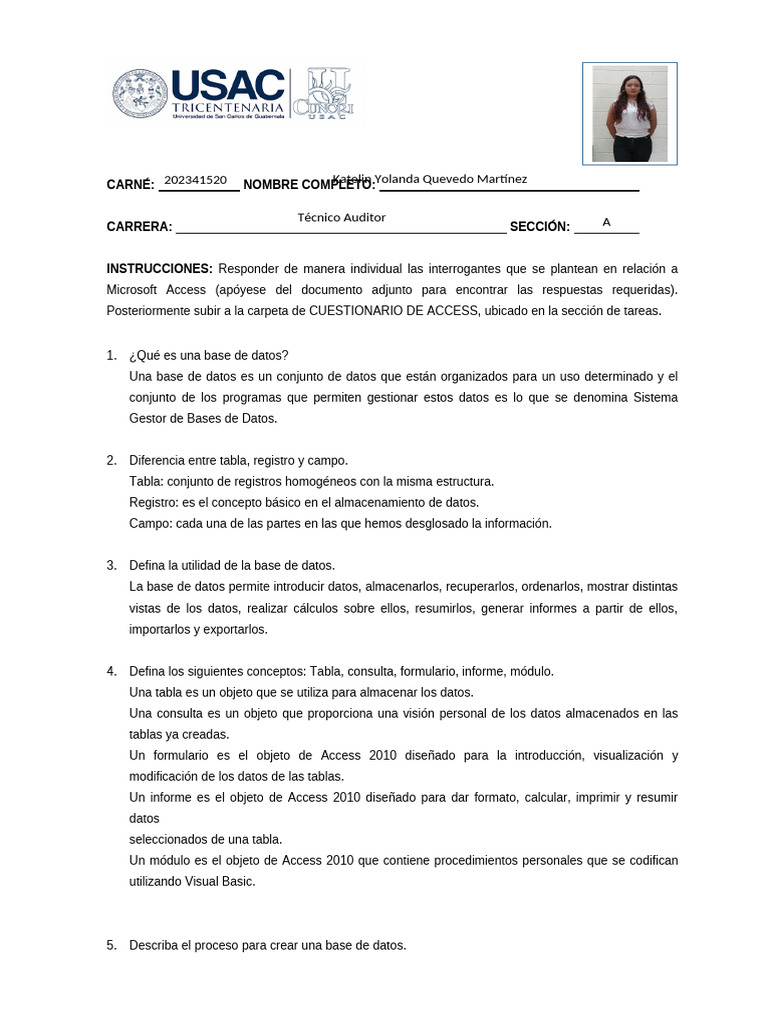 2023 - Cuestionario Access | PDF