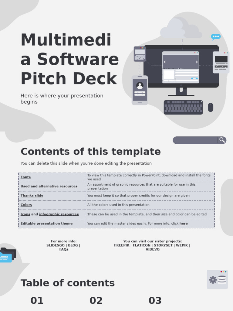 Multimedia Software Pitch Deck by Slidesgo | PDF