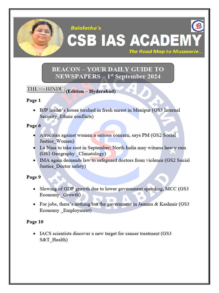 Beacon - 01-09-2024 | PDF | Social Science | Science & Mathematics