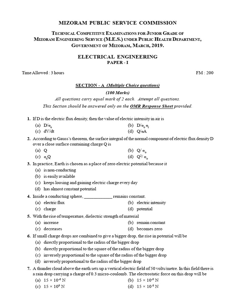 Electrical Enineering Paper I Phe | PDF