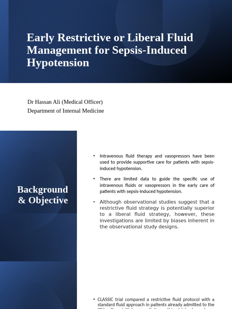 Early Restrictive or Liberal Fluid Management For Sepsis-Induced | PDF