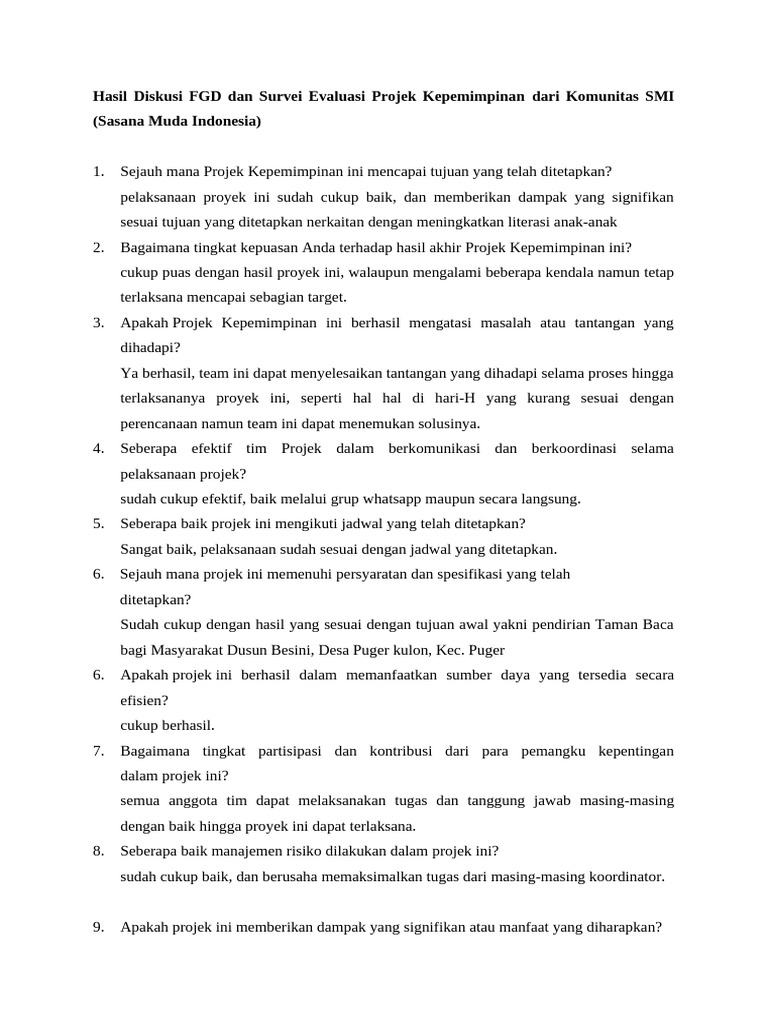 Hasil FGD PK Komunitas | PDF