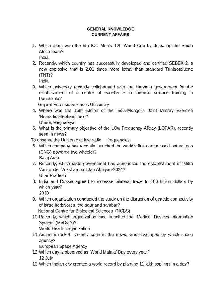 Gk Current Affairs Pdf