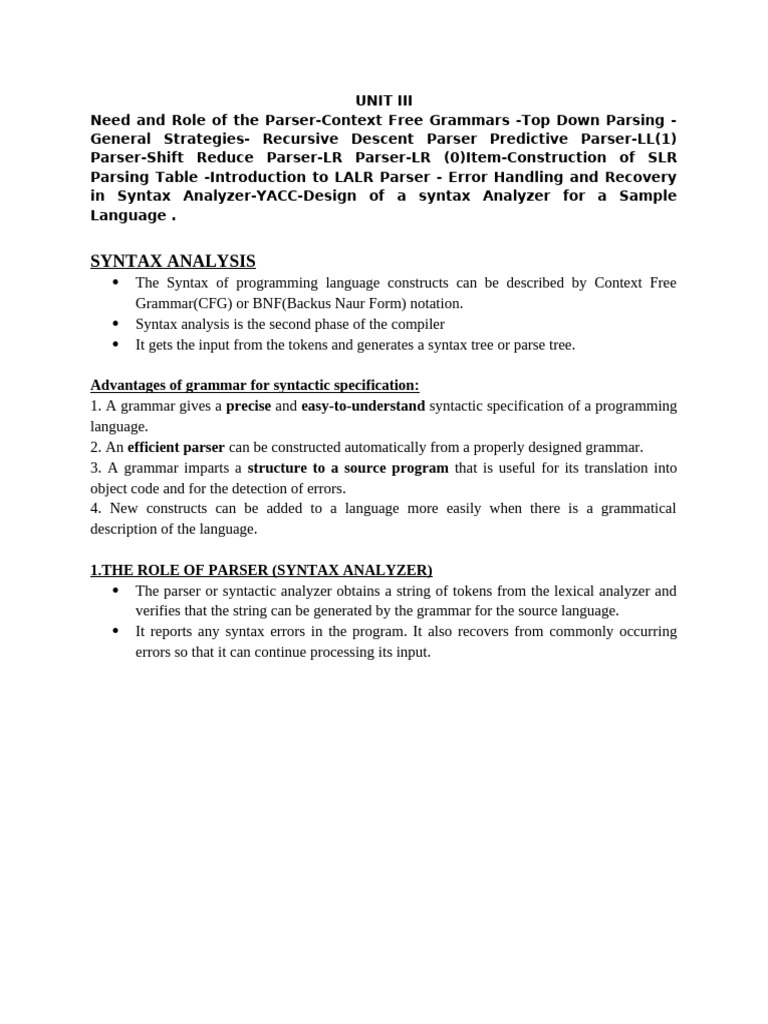 Compiler Design - Unit III | PDF