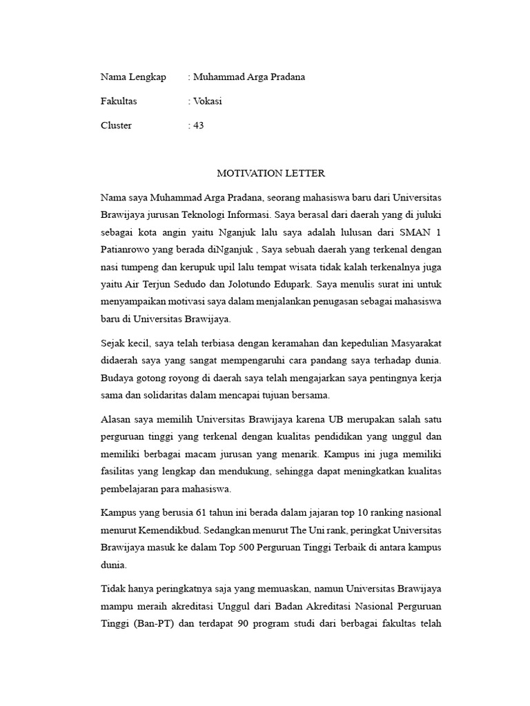 Motivation Letter | PDF