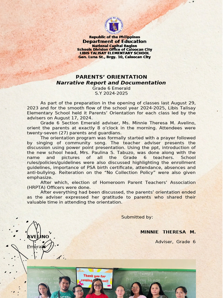 Narrative Docu Parents Orientation | PDF | Career & Growth