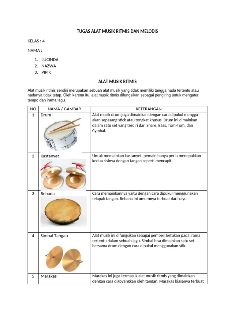 Tugas Alat Musik Ritmis Dan Melodi | PDF
