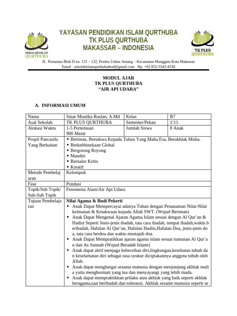11 Modul Ajar Air Api Udara | PDF