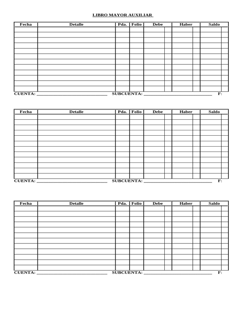 Libro Mayor Auxiliar | PDF