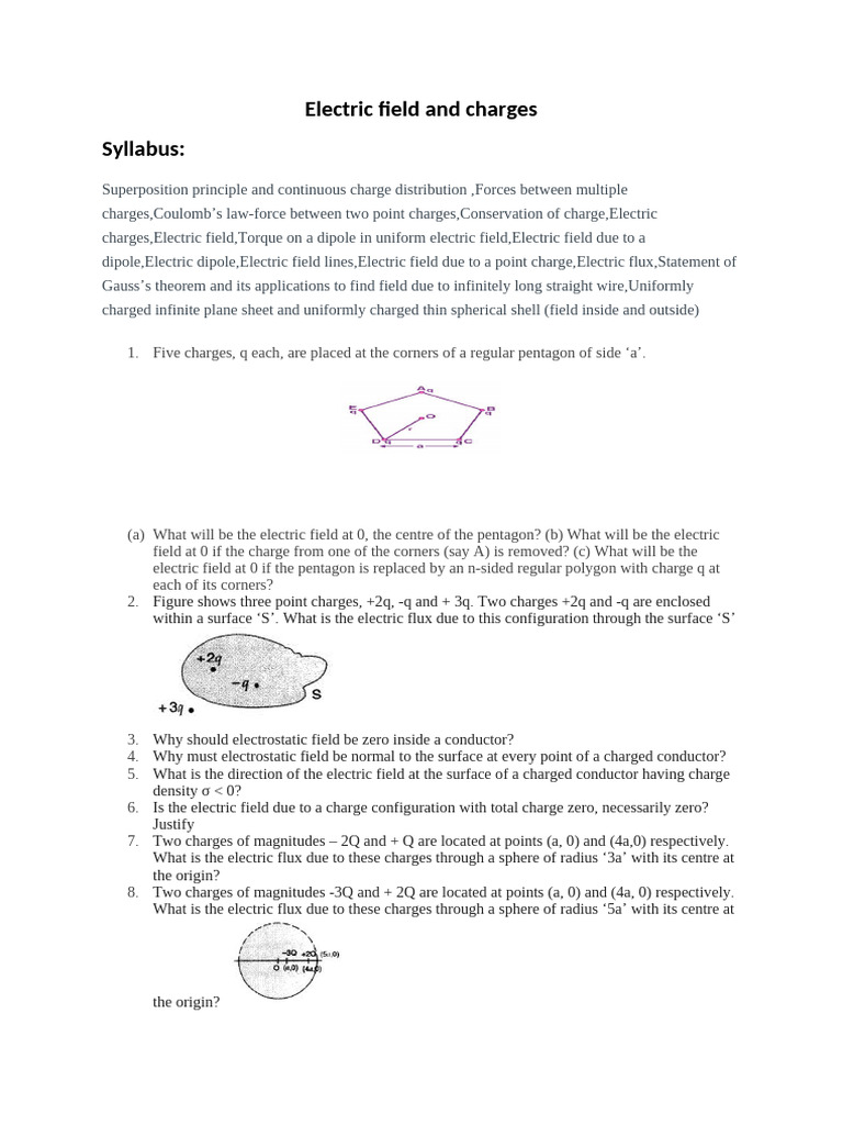 Electric Field and Charges Assignment | PDF