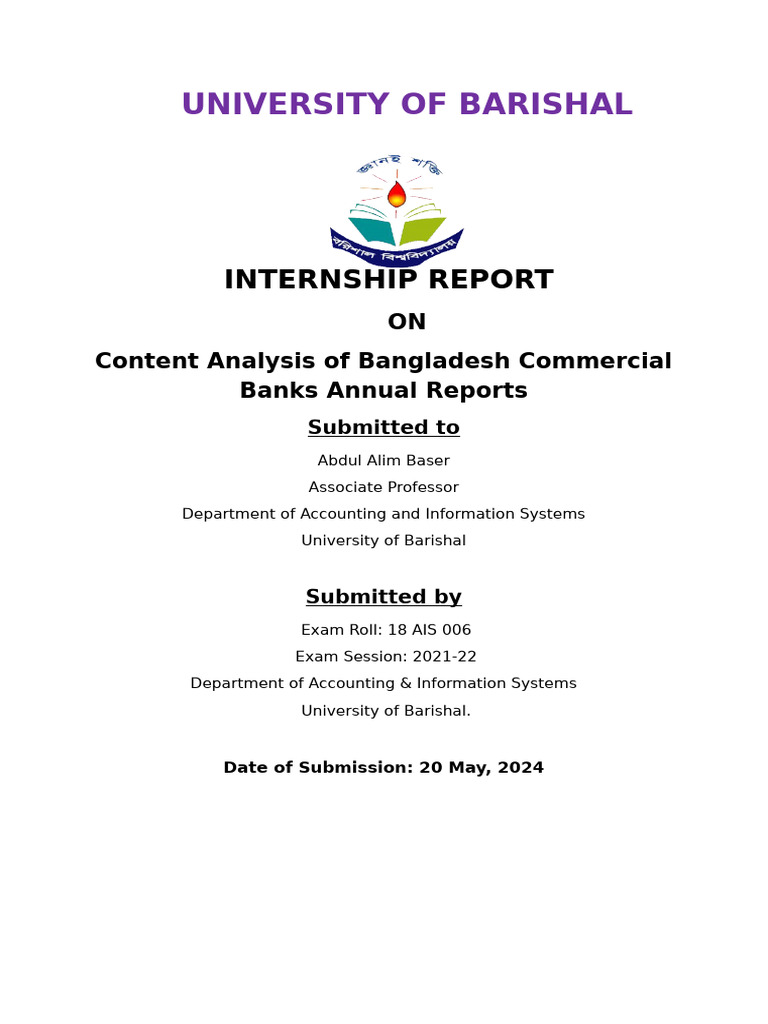 Content Analysis of Bangladesh Commercial Bank Annual Reports-18 AIS 006 (Haibul Hasan) | PDF ...