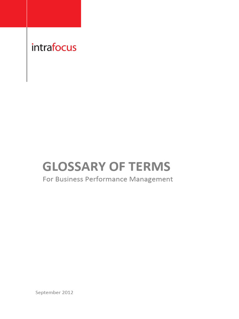 GLOSSARY OF TERMS For Business Performance Management | PDF