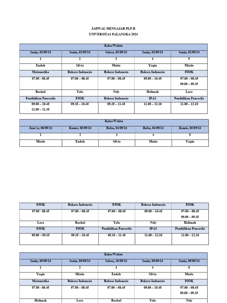 Jadwal Mengajar | PDF