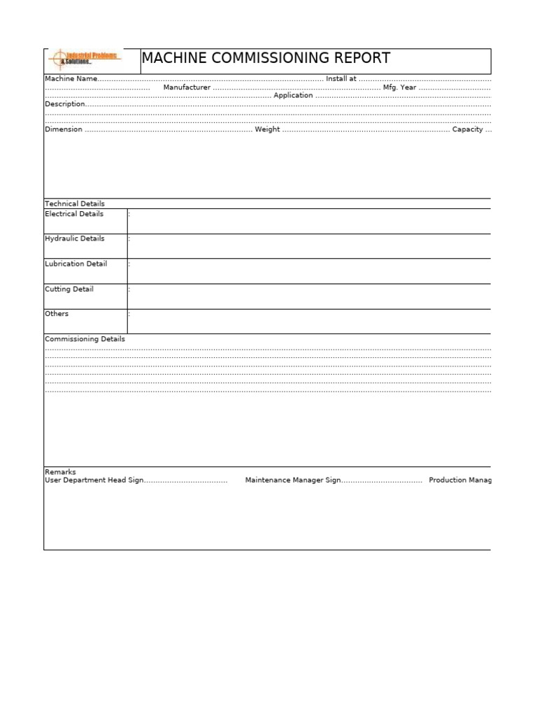 Machine Commissioning Report | PDF