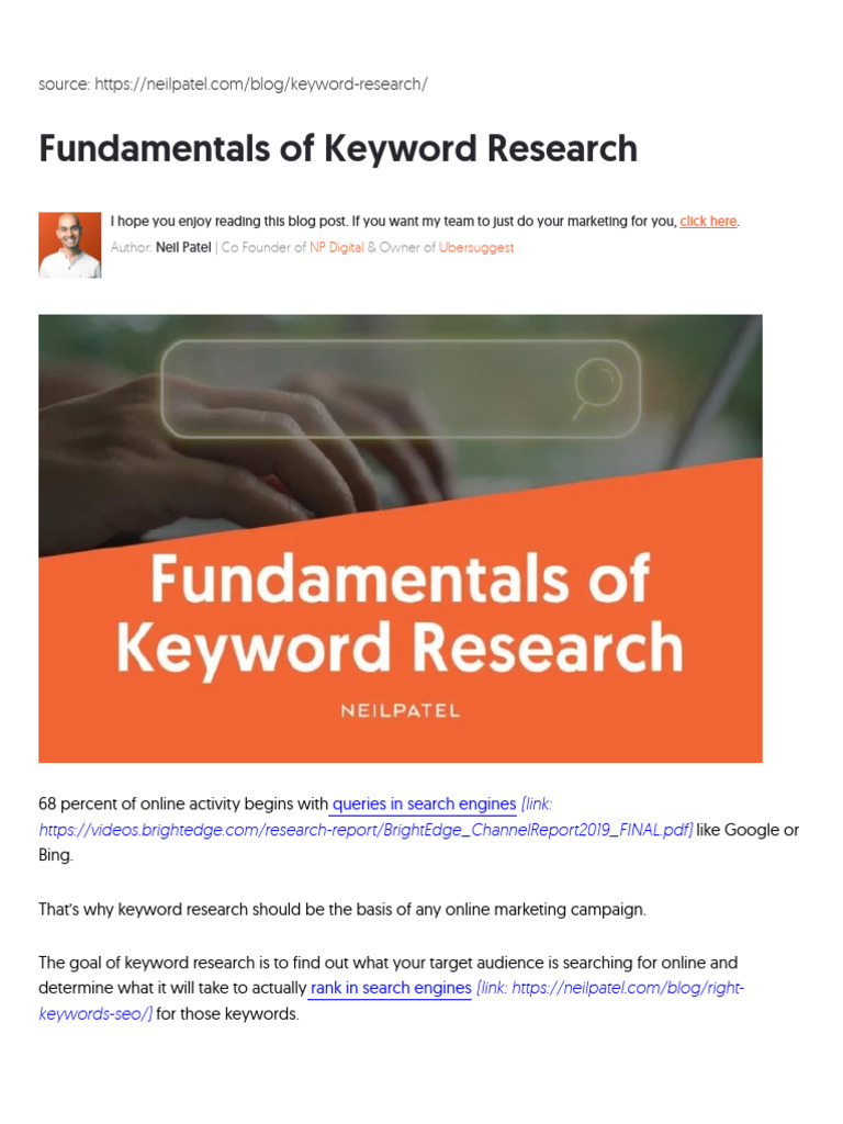 Fundamentals of Keyword Research | PDF
