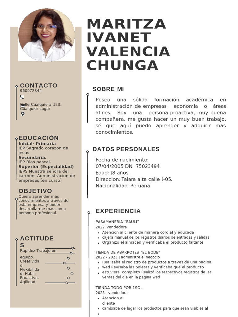 CV Maritza Valencia-Administracion de Empresas | PDF