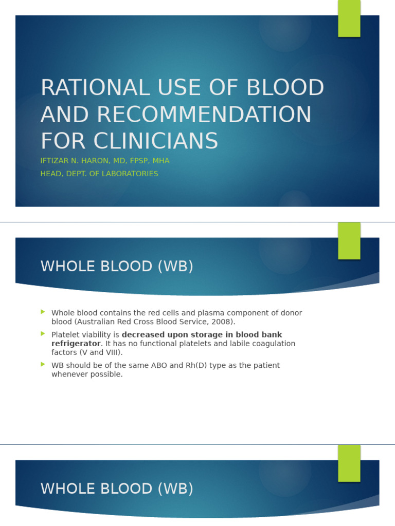 Rational Use of Blood | PDF