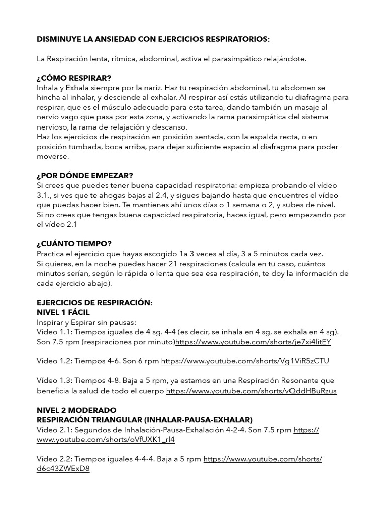 Ejercicios de Respiracion | PDF