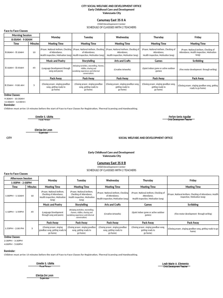 3s Schedule With Time | PDF