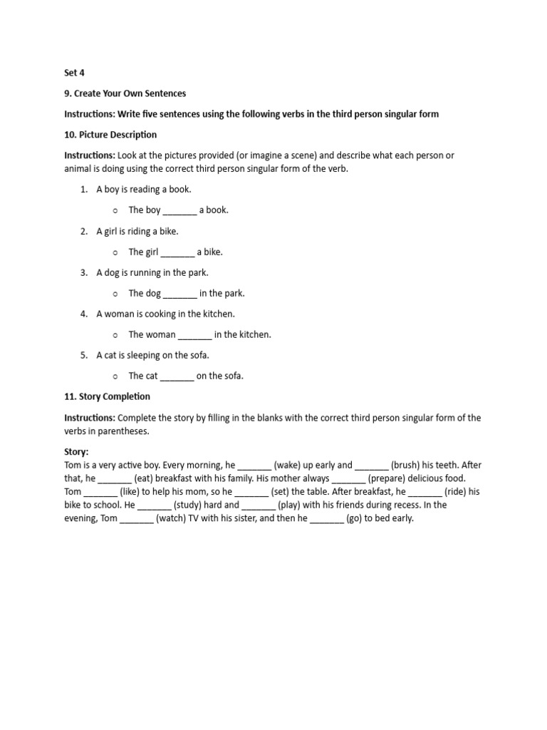 Simple Present Set 4 | PDF