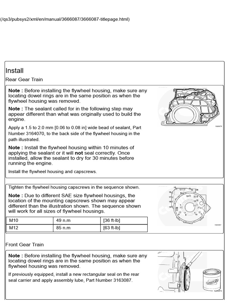Cummins X15 Flywheel Bolt Torque Specs | PDF | Mechanical Engineering ...