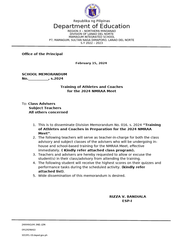 School Memo | PDF