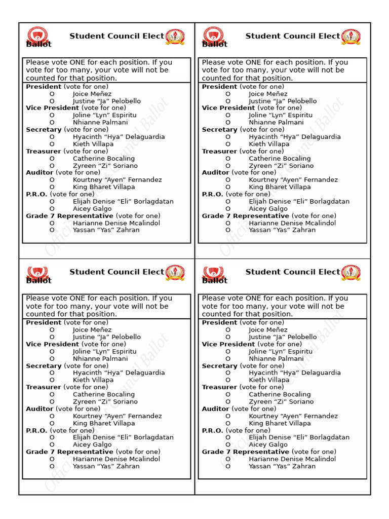 Official Student Council Ballot | PDF